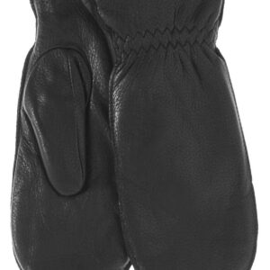 Pratt and Hart Snowfall Women’s Deerskin Leather Mittens with Finger Liners Size L Black