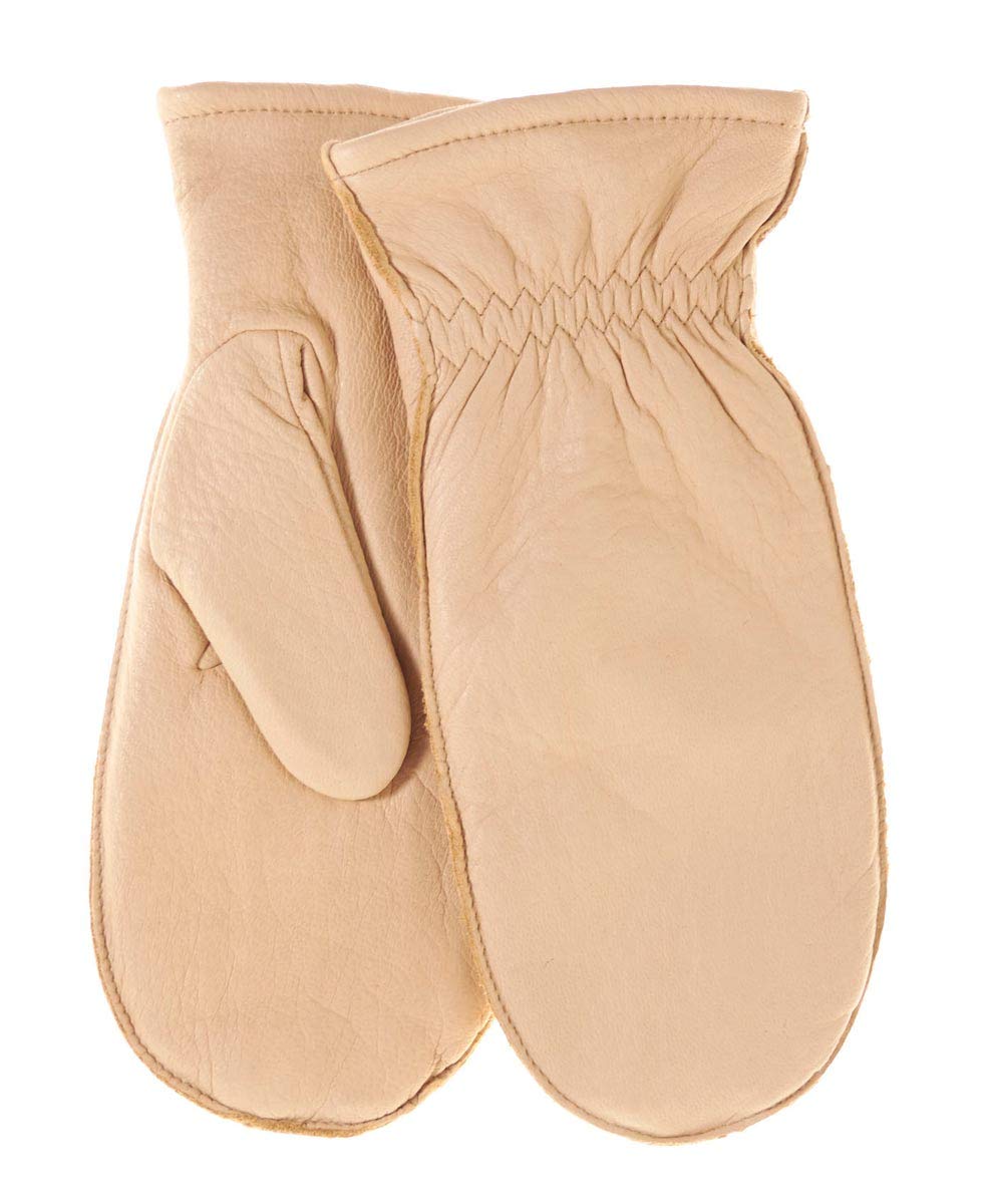 Pratt and Hart Snowfall Women’s Deerskin Leather Mittens with Finger Liners Size L Black