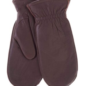 Pratt and Hart Snowfall Women’s Deerskin Leather Mittens with Finger Liners Size L Black