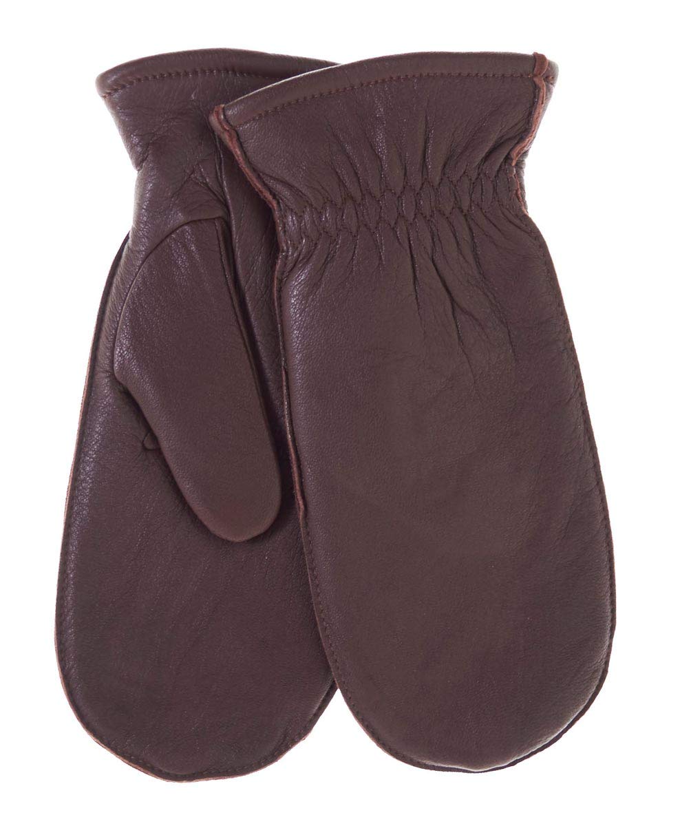 Pratt and Hart Snowfall Women’s Deerskin Leather Mittens with Finger Liners Size L Black