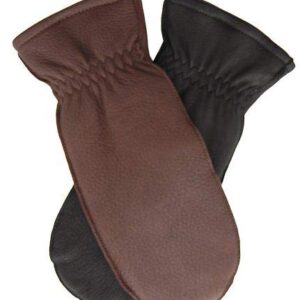 Pratt and Hart Snowfall Women’s Deerskin Leather Mittens with Finger Liners Size L Black