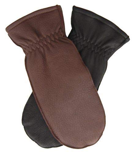 Pratt and Hart Snowfall Women’s Deerskin Leather Mittens with Finger Liners Size L Black