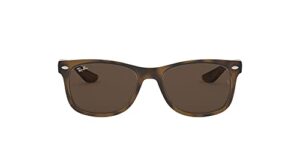 ray-ban junior kids' rj9052s new wayfarer square sunglasses, havana/dark brown, 47 mm