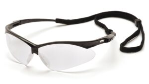 pyramex safety products sb6310stp pmxtreme safety glasses, clear anti-fog lens with black frame & cord, clear