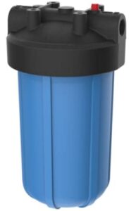 pentair pentek 150469 big blue filter housing, 3/4" npt #10 whole house heavy duty water filter housing with high-flow polypropylene (hfpp) cap and pressure relief button, 10-inch, black/blue