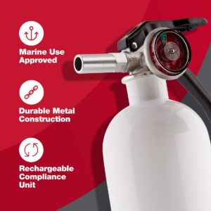 First Alert Fire Extinguisher | Marine Fire Extinguisher, White, FE1A10GR, 1-Pack, 14"