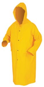 mcr safety 200cm 49-inch classic pvc/polyester coat with detachable hood, yellow, medium