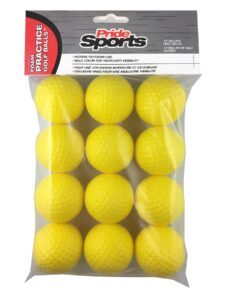 pridesports practice golf balls, foam, 12 count, yellow