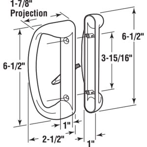 Prime-Line C 1176 Sliding Glass Door Handle Set – Replace Old or Damaged Door Handles Quickly and Easily – Painted White Diecast, Mortise/Hook Style, Fits 3-15/16” Hole Spacing (1 Set)