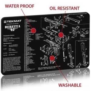 TekMat Gun Cleaning Mat for use with Beretta 92-M9 , Black