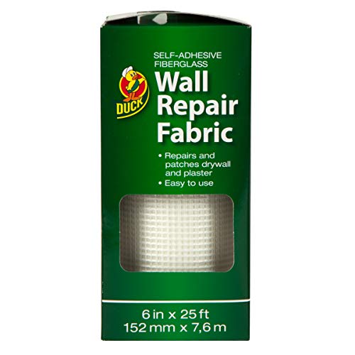 Duck Brand Self-Adhesive Drywall Repair Fabric, 6-Inch by 25 Feet, Single Roll, White (282084)