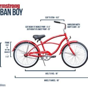 Firmstrong Urban Boy Single Speed Beach Cruiser Bicycle, 20-Inch, Black w/ Red Rims