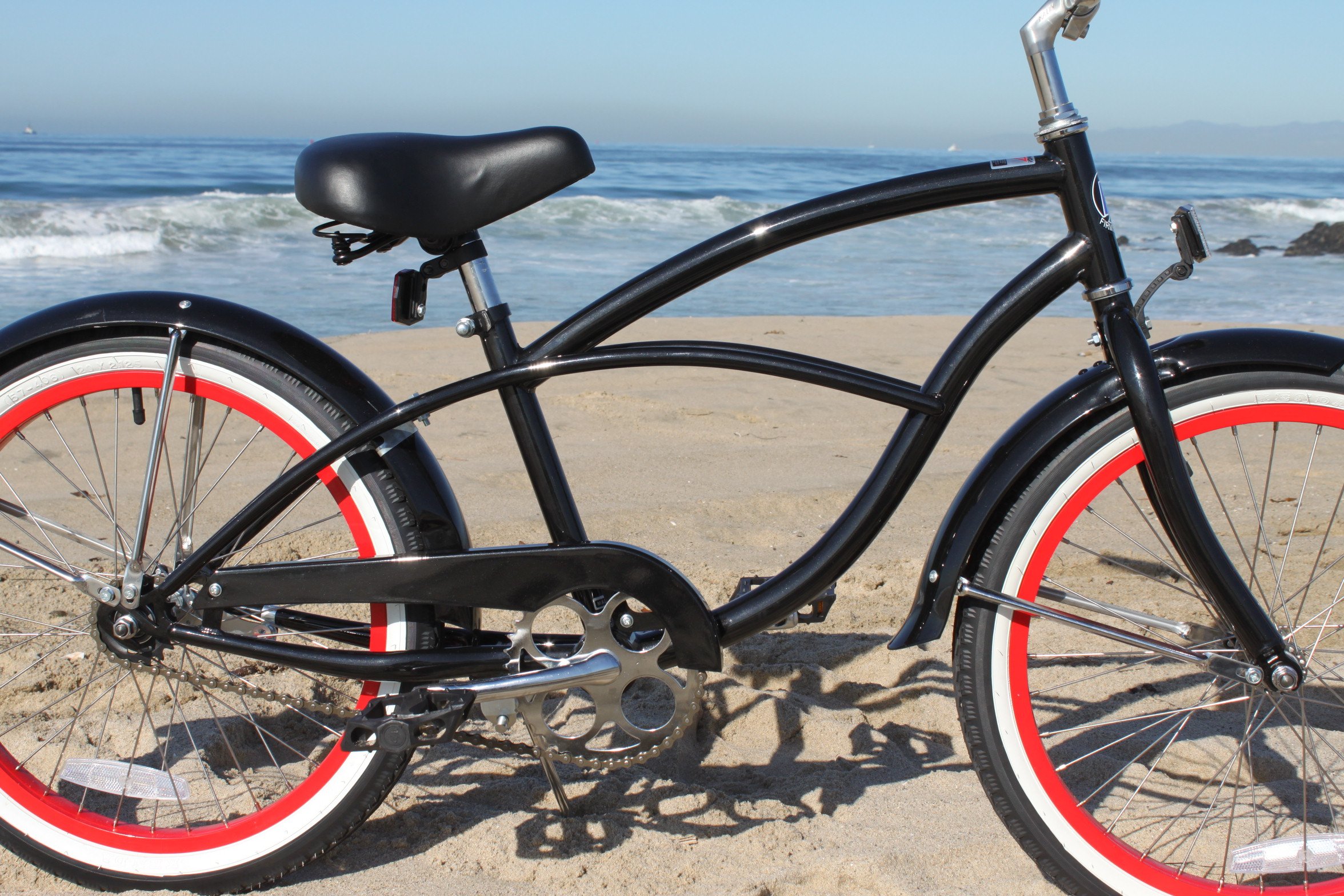 Firmstrong Urban Boy Single Speed Beach Cruiser Bicycle, 20-Inch, Black w/ Red Rims