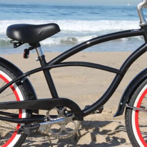 Firmstrong Urban Boy Single Speed Beach Cruiser Bicycle, 20-Inch, Black w/ Red Rims