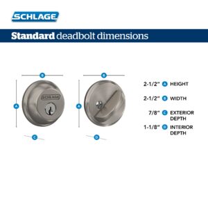 Schlage B60 N 626 Deadbolt, Keyed 1 Side, Highest Residential Security, Satin Chrome