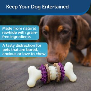 PetSafe Busy Buddy Bristle Bone - Treat-Holding Toy for Dogs - Treat Rings Included - Treats Thoroughly Mixed During Bake to Prevent Choking - Rigorously Tested Ingredients - Purple, Small