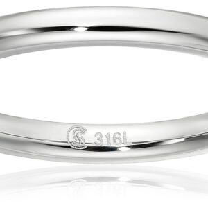 Surgical Stainless Steel 2mm Domed Wedding Band Thumb/Toe Ring Comfort-Fit High Polish, size 9