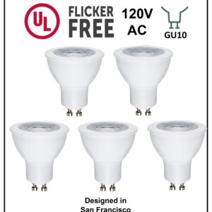 CBconcept UL-Listed GU10 LED Light Bulbs, 5-Pack, 6 Watt, 550 Lumen, Warm White 3000K, 50W Halogen Equivalent, 36°Beam Angle, 120 Volt,Not Dimmable,Recessed/Track Lighting | Designed in San Francisco