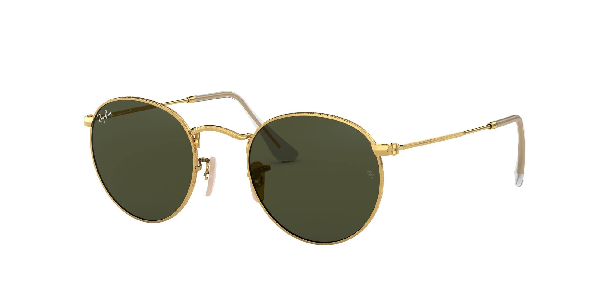 Ray-Ban Rb3447 Round Metal Sunglasses, Gold/G-15 Green, 50 mm