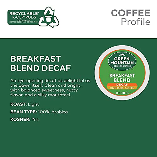 Green Mountain Coffee Decaf Breakfast Blend (Light Roast Coffee), K-Cup Portion Pack for Keurig K-Cup Brewers (Pack of 24)