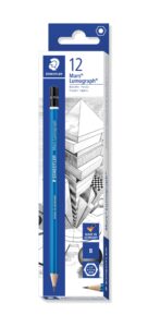 staedtler mars lumograph b graphite art drawing pencil, very hard, break-resistant bonded lead, 12 pack, 100-b