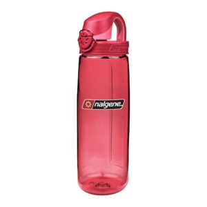 nalgene on the fly bpa-free water bottle, petal w beet red, 24 oz