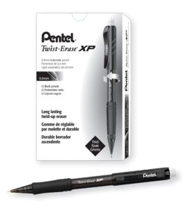 pentel® twist-erase® express mechanical pencils, 0.9 mm, smoke barrel, pack of 12