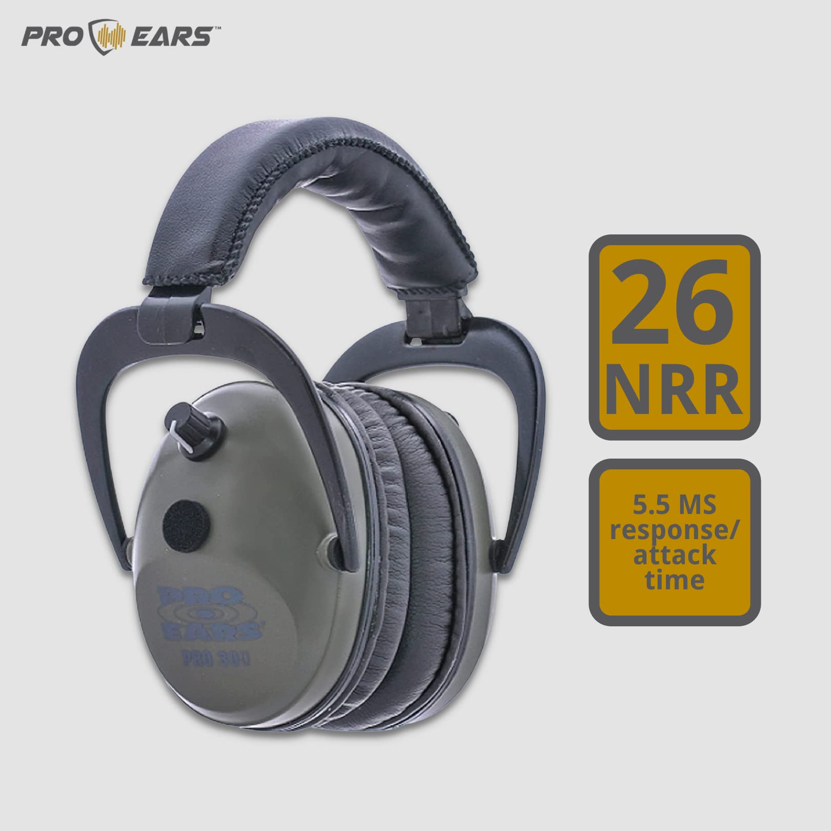 Pro Ears PT300G Pro Tac 300, Noise Reduction Rating 26DB, Green, Adult