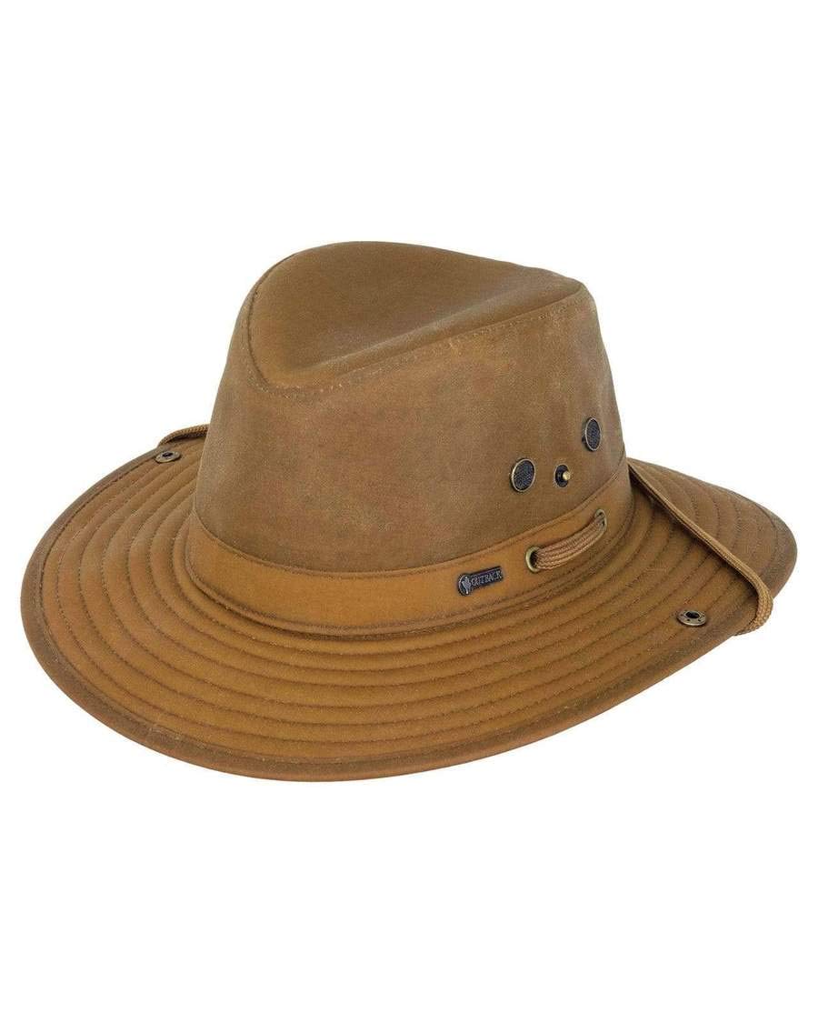 Outback Trading Standard 1497 River Guide UPF 50 Waterproof Breathable Outdoor Cotton Oilskin Hat, Field Tan, Large