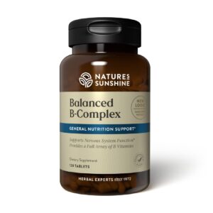 nature's sunshine balanced b complex, 120 tablets | b complex vitamins to support digestion and nervous system health with vegetarian formula