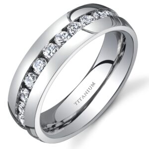 peora titanium womens 6 mm eternity band with cubic zirconia size 5.5