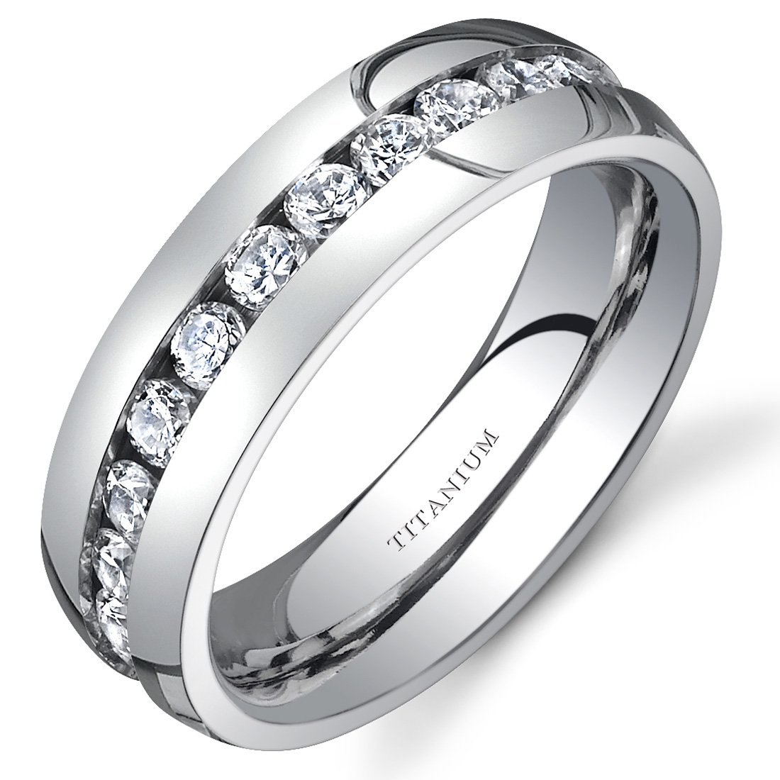 PEORA Titanium Womens 6 mm Eternity Band with Cubic Zirconia Size 5.5