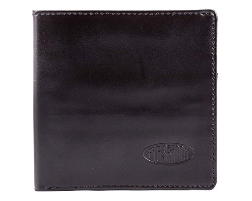 Big Skinny Men's World Leather Bi-Fold Slim Wallet, Holds Up to 35 Cards, Black