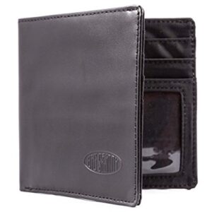 Big Skinny Men's World Leather Bi-Fold Slim Wallet, Holds Up to 35 Cards, Black