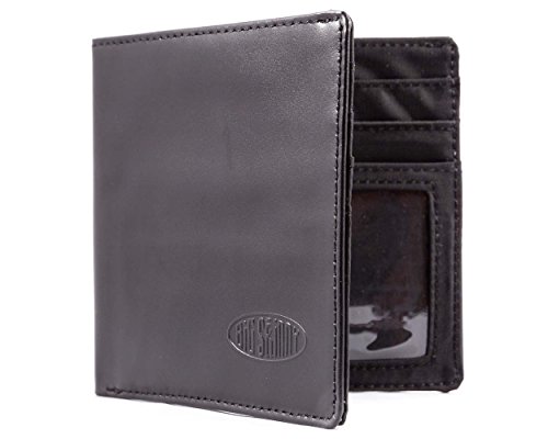 Big Skinny Men's World Leather Bi-Fold Slim Wallet, Holds Up to 35 Cards, Black