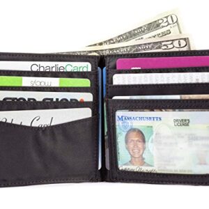 Big Skinny Men's World Leather Bi-Fold Slim Wallet, Holds Up to 35 Cards, Black