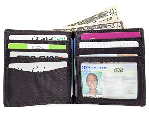 Big Skinny Men's World Leather Bi-Fold Slim Wallet, Holds Up to 35 Cards, Black