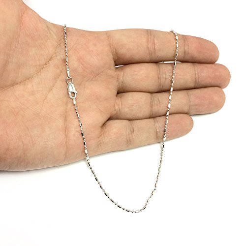 Jewelry Affairs Sterling Silver Rhodium Plated & Diamond Cut Bead Chain Necklace, 20"