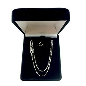 Jewelry Affairs Sterling Silver Rhodium Plated & Diamond Cut Bead Chain Necklace, 20"