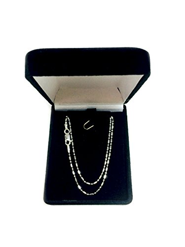 Jewelry Affairs Sterling Silver Rhodium Plated & Diamond Cut Bead Chain Necklace, 20"