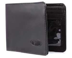 big skinny men's l-fold passcase leather slim wallet, holds up to 30 cards, black