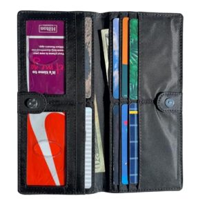 Big Skinny Women's Executive Bi-Fold Checkbook Slim Wallet, Holds Up to 40 Cards, Lightweight, Black