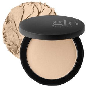 glo skin beauty pressed base powder foundation makeup (natural medium) - flawless coverage for a radiant natural, second-skin finish