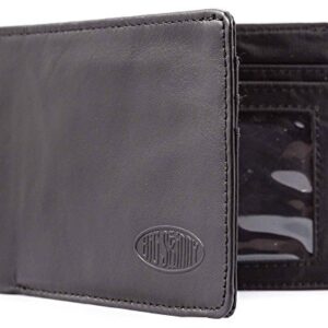 Big Skinny Men's Slimline Leather Bi-Fold Slim Wallet, Holds Up to 25 Cards, One Size, Black