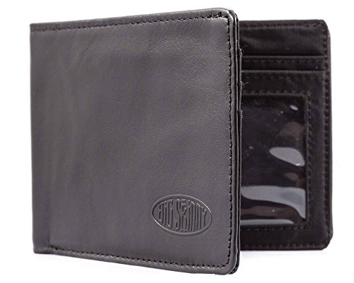 Big Skinny Men's Slimline Leather Bi-Fold Slim Wallet, Holds Up to 25 Cards, One Size, Black