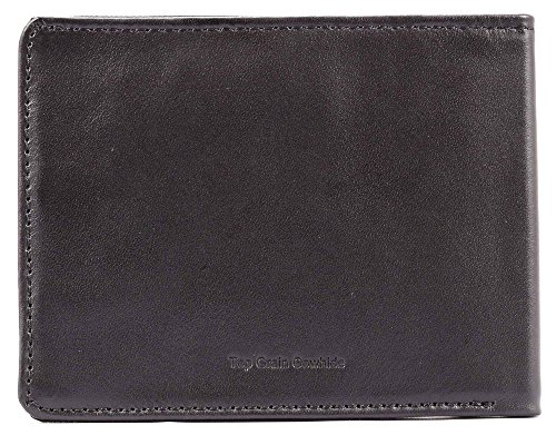 Big Skinny Men's Slimline Leather Bi-Fold Slim Wallet, Holds Up to 25 Cards, One Size, Black