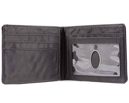 Big Skinny Men's Slimline Leather Bi-Fold Slim Wallet, Holds Up to 25 Cards, One Size, Black