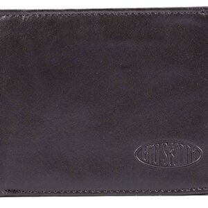 Big Skinny Men's Slimline Leather Bi-Fold Slim Wallet, Holds Up to 25 Cards, One Size, Black