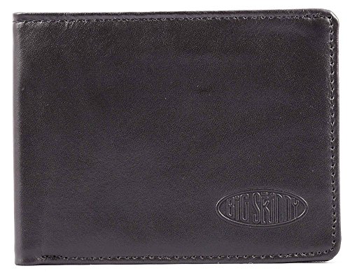 Big Skinny Men's Slimline Leather Bi-Fold Slim Wallet, Holds Up to 25 Cards, One Size, Black