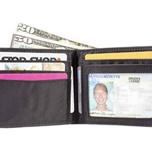 Big Skinny Men's Slimline Leather Bi-Fold Slim Wallet, Holds Up to 25 Cards, One Size, Black